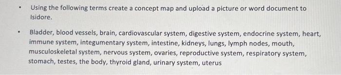 Solved Using the following terms create a concept map and | Chegg.com
