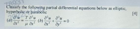 Solved Classify the following partial differential equations | Chegg.com