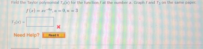 Find the Taylor polynomial Tn(x) for the function f | Chegg.com
