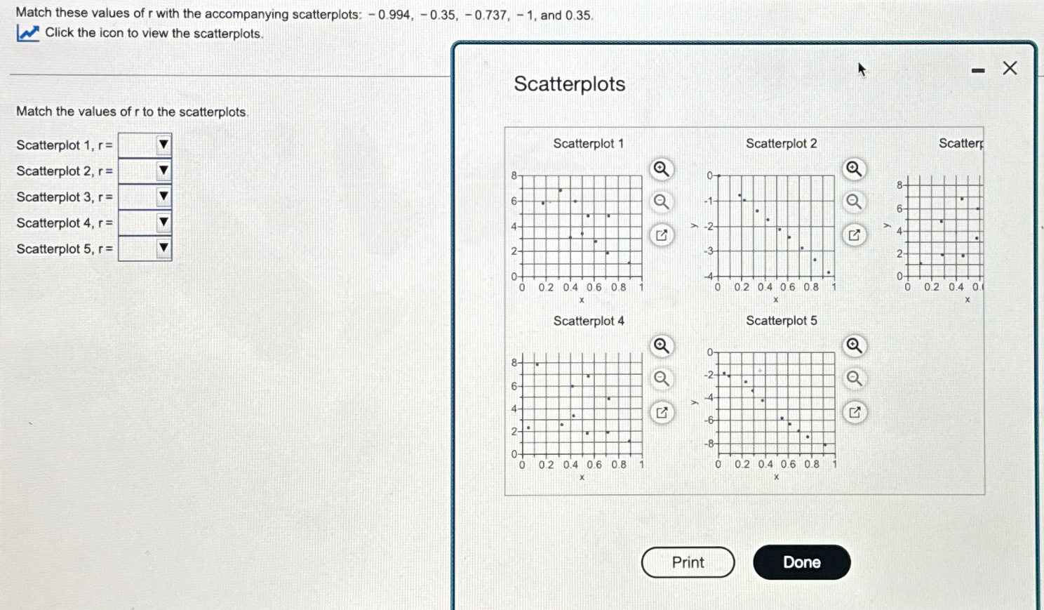 Match these values of r ﻿with the accompanying | Chegg.com