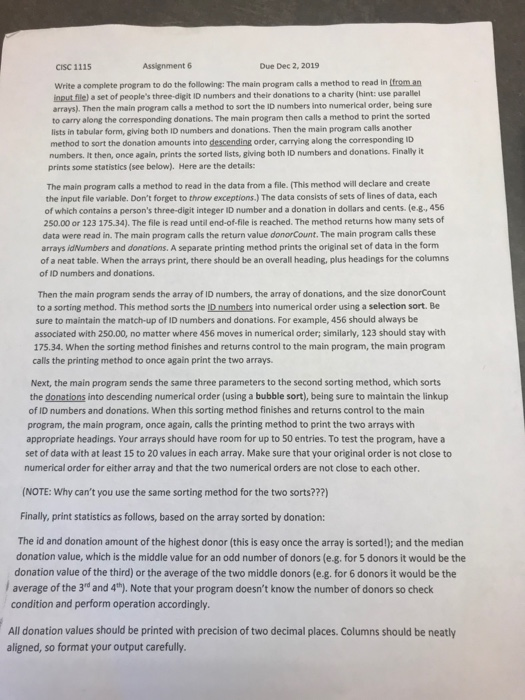 Assignment 6 CISC 1115 Due Dec 2, 2019 Write a | Chegg.com Assignment 6 CISC 1115 Due Dec 2, 2019 Write a | Chegg.com
