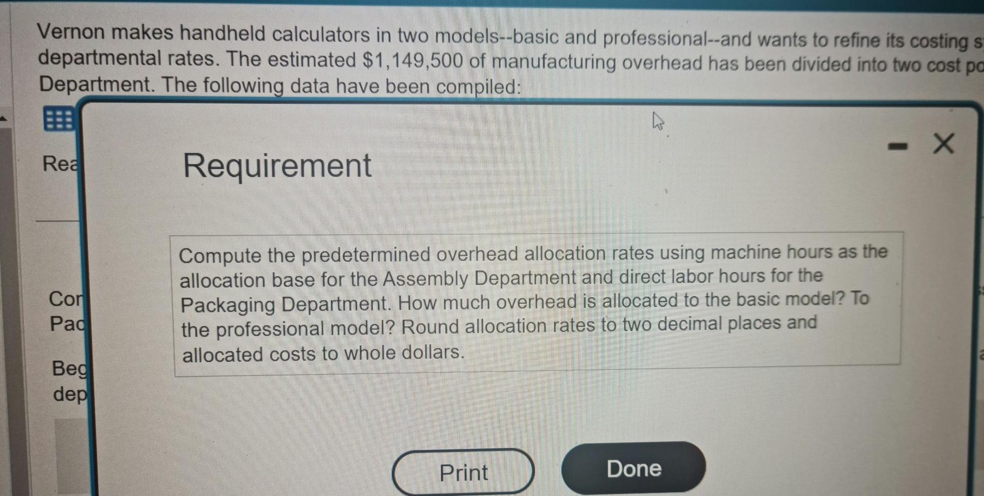 Solved Vernon makes handheld calculators in two | Chegg.com