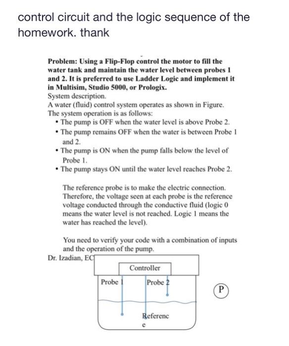 Solved control circuit and the logic sequence of the | Chegg.com