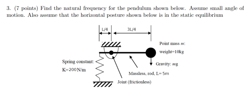 [Solved]: (7 points) Find the natural frequency for the pen