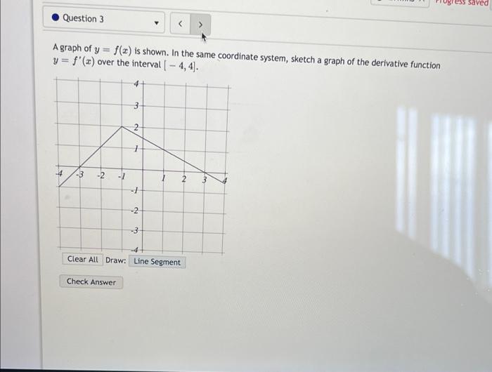Solved saved Question 3 A graph of y = f(x) is shown. In the | Chegg.com
