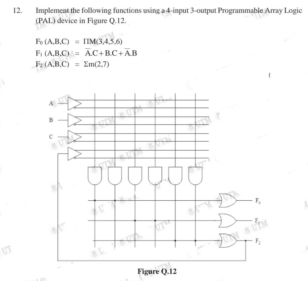 Solved 12. Implement the following functions using a 4-input | Chegg.com