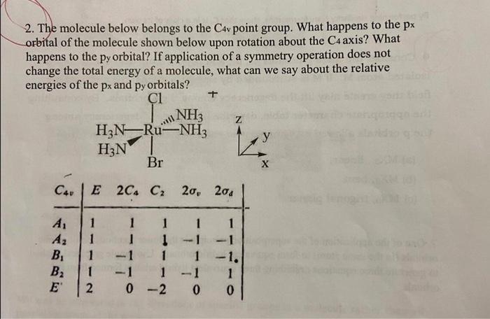 Solved 2. The molecule below belongs to the C4v point group. | Chegg.com