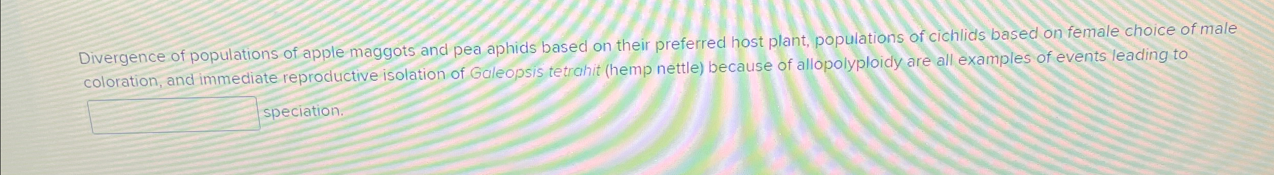 Solved Divergence of populations of apple maggots and pea | Chegg.com
