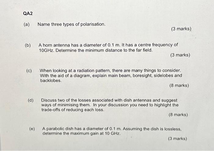 Solved QA2 (a) (b) (c) (d) (e) Name three types of | Chegg.com