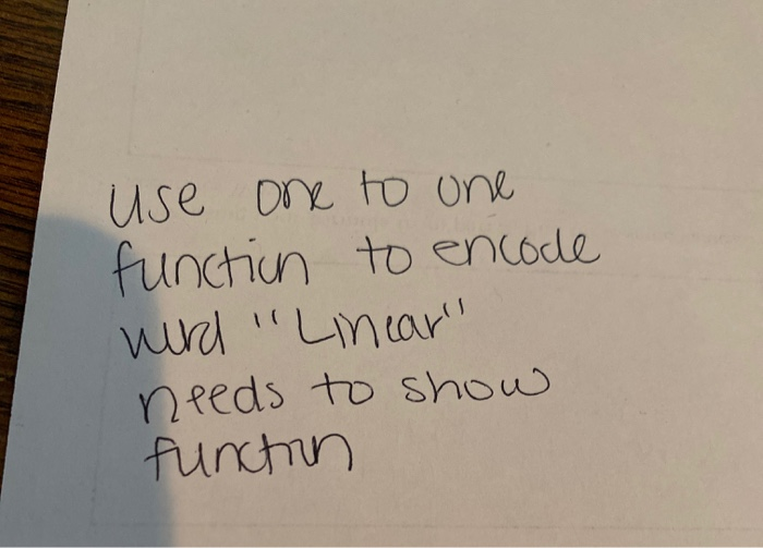 Solved use one to one function to encode wird "Linear" needs | Chegg.com