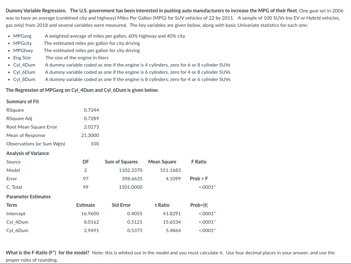 Solved Dummy Variable Regression. The U.S. ﻿government has | Chegg.com