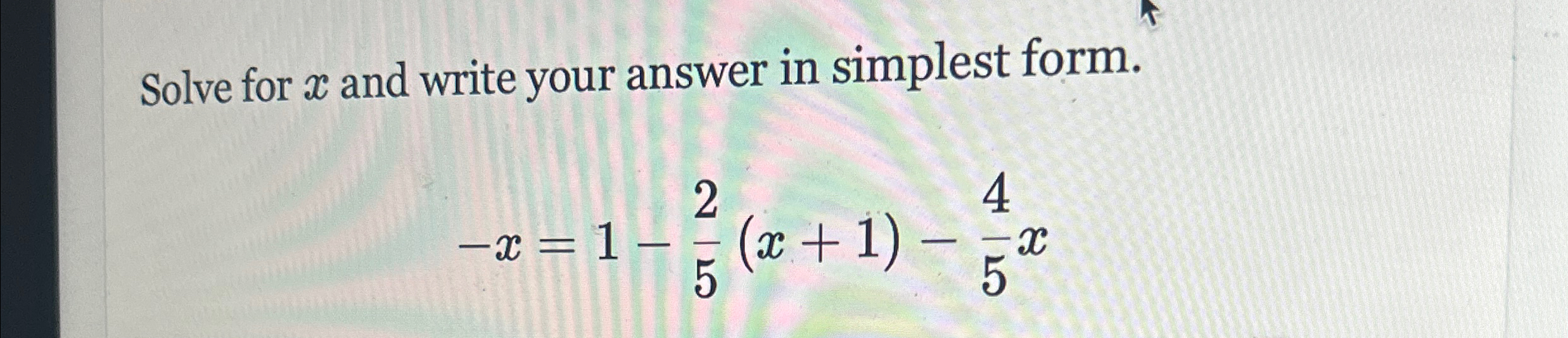 Solved Solve for x ﻿and write your answer in simplest | Chegg.com