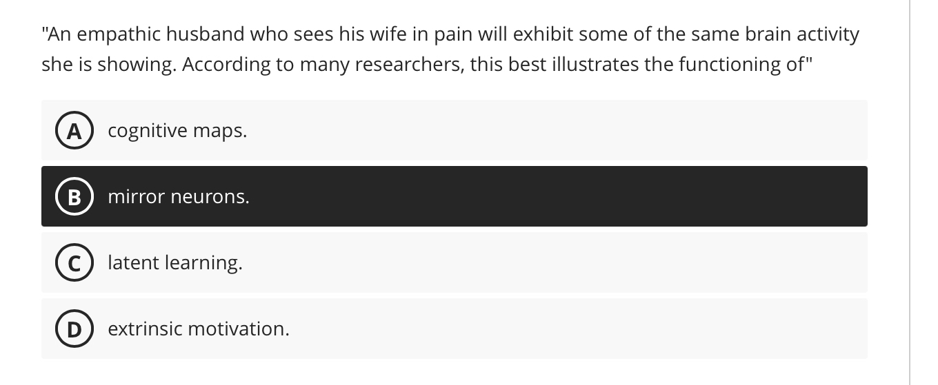 Solved "An empathic husband who sees his wife in pain will | Chegg.com