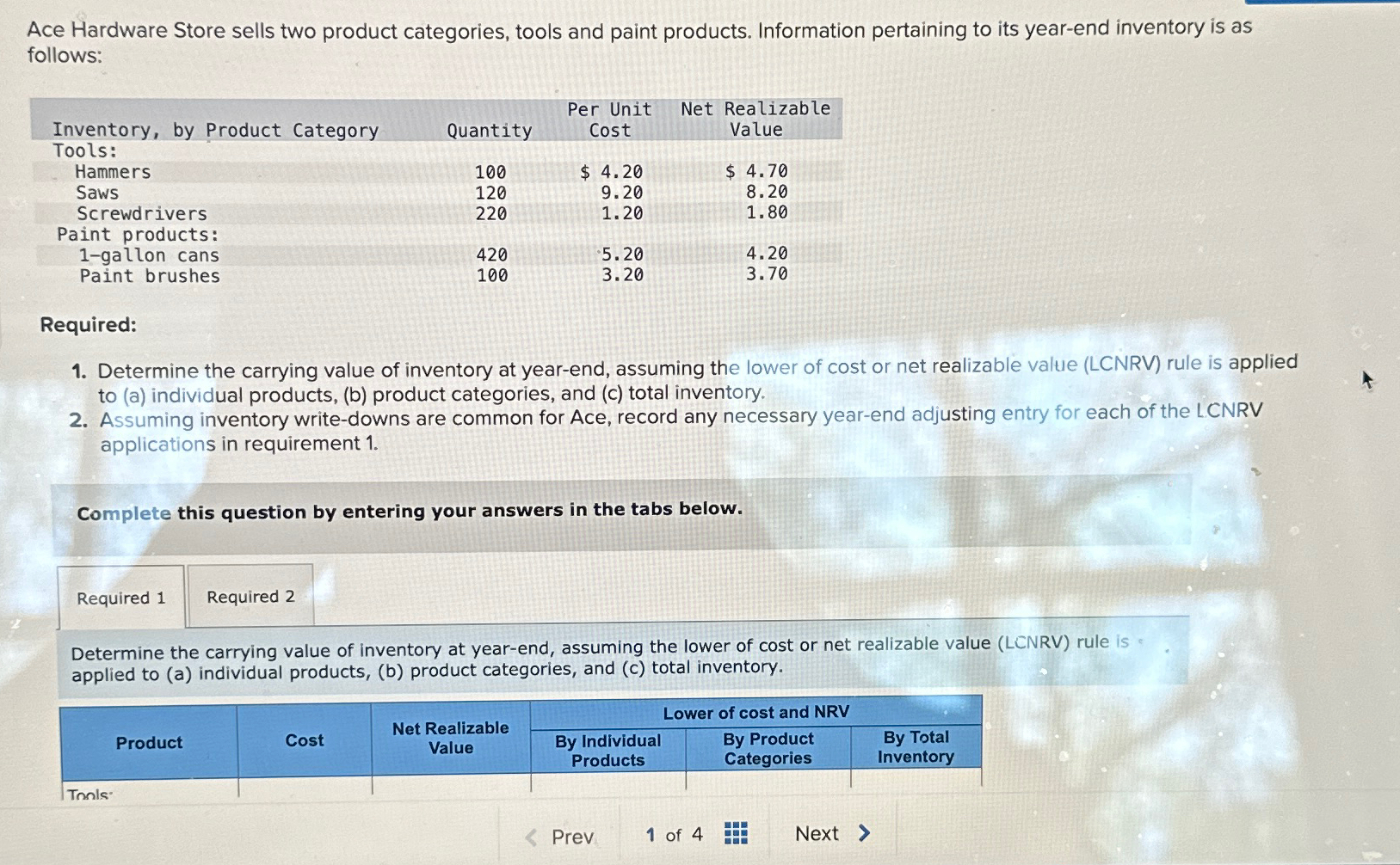 Solved Ace Hardware Store sells two product categories, | Chegg.com