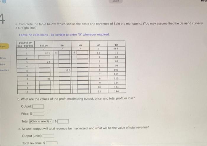 Solved a. Complete the table below, which shows the costs | Chegg.com