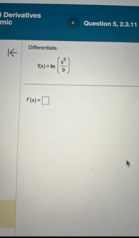 Solved Differentiate.f(x)=x7ln9xf'(x)= (Use parentheses to | Chegg.com
