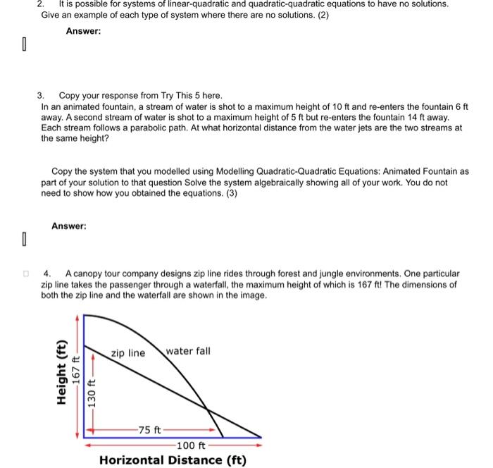 Solved 2. It is possible for systems of linear-quadratic and | Chegg.com