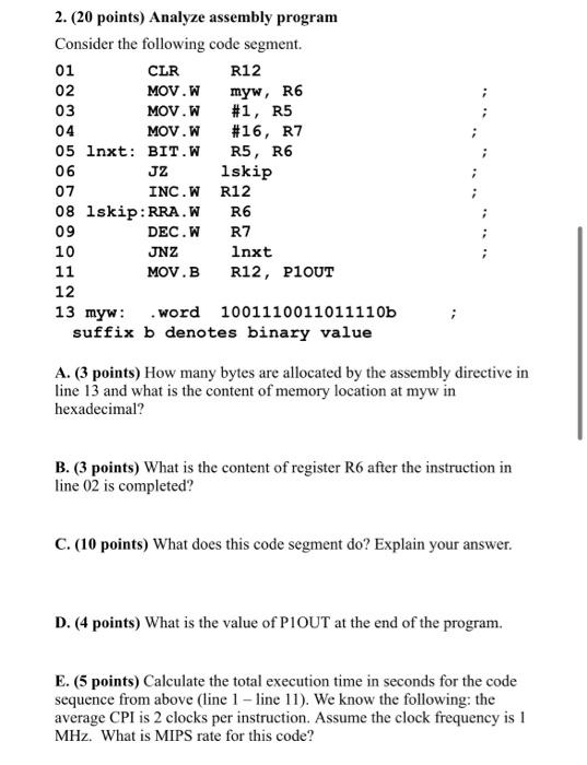 Solved Problem #1 (25 points) Assembly Language Directives | Chegg.com