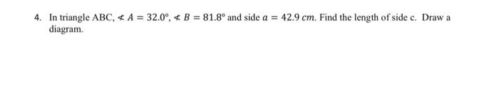 Solved 4. In triangle \( \mathrm{ABC}, \varangle | Chegg.com
