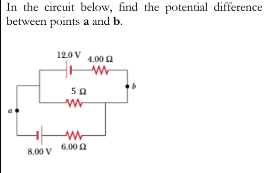 Solved In the circuit below, find the potential difference | Chegg.com