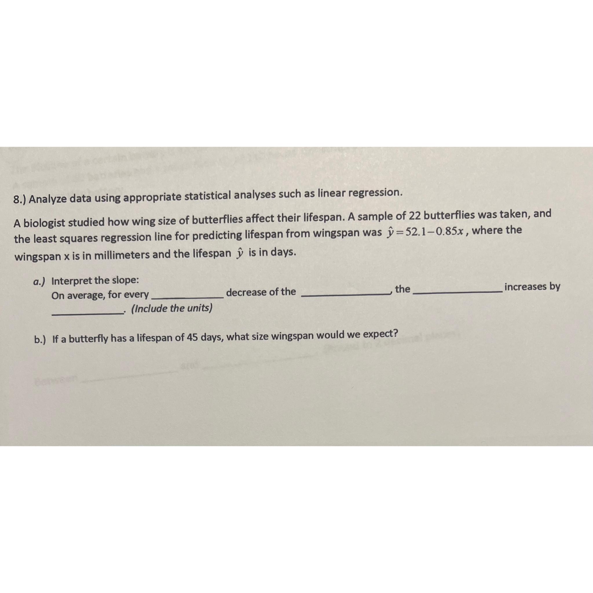 Solved 8.) ﻿Analyze data using appropriate statistical | Chegg.com