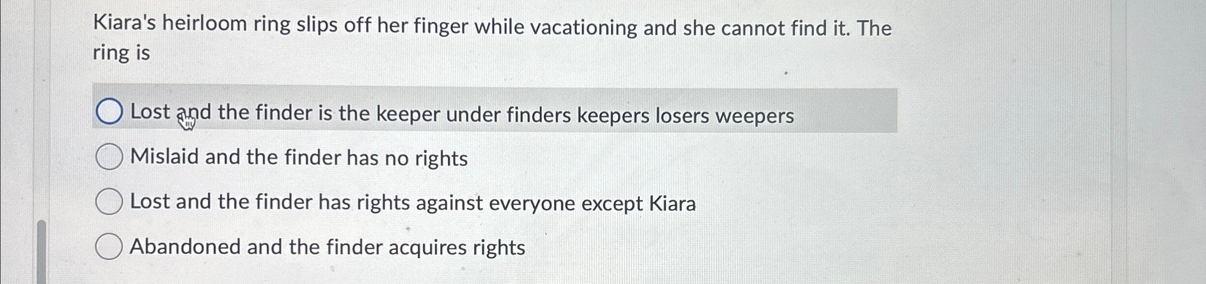 Solved Kiara's heirloom ring slips off her finger while | Chegg.com