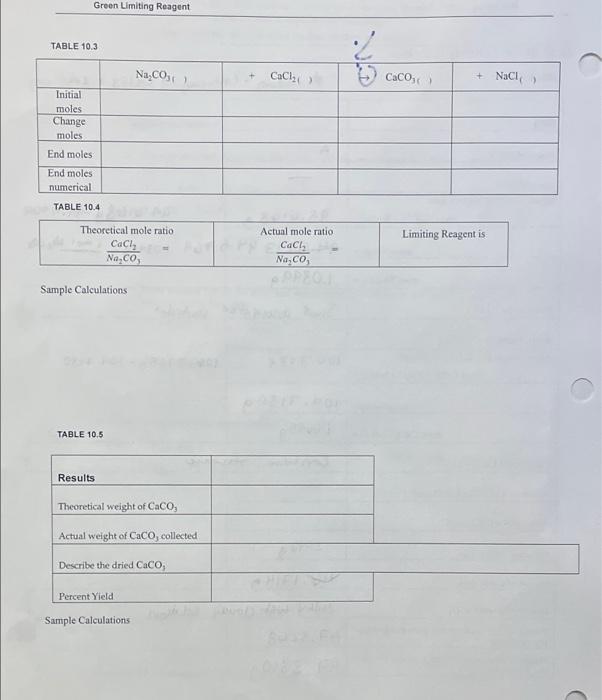 Solved Data Sheet: Limiting Reagent TABLE 10.2 Data Assigned | Chegg.com