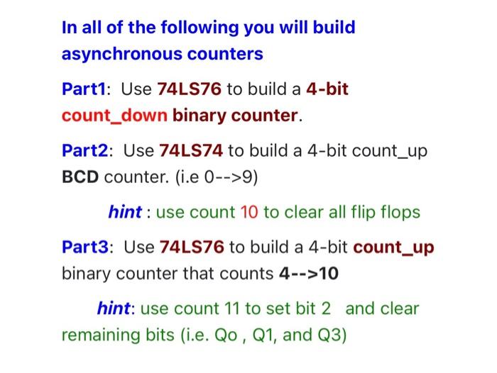 Solved In all of the following you will build asynchronous | Chegg.com