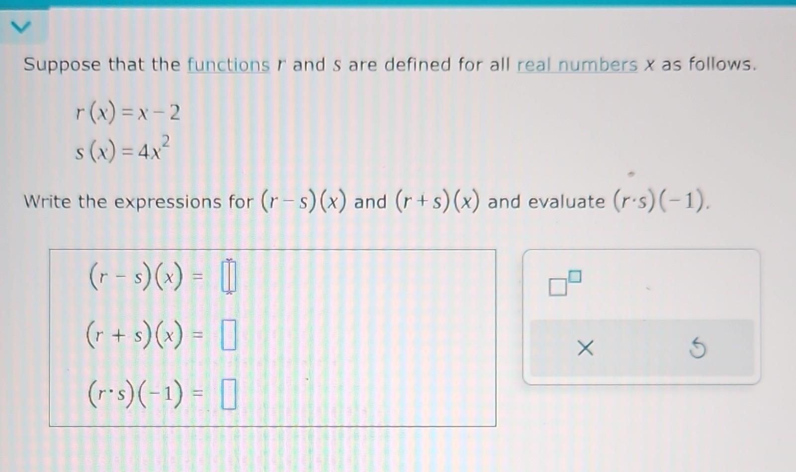 Solved Suppose that the functions r and s are defined for | Chegg.com