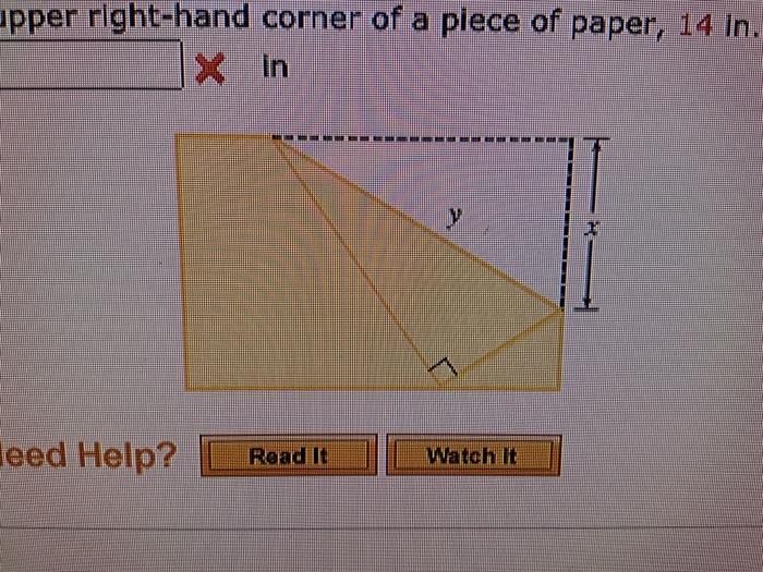 Solved The upper right-hand corner of a piece of paper, 14 | Chegg.com