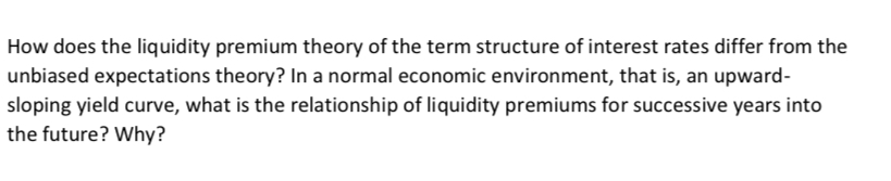 Solved How does the liquidity premium theory of the term | Chegg.com