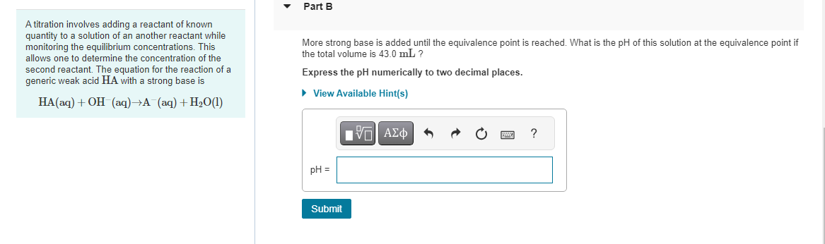Solved A titration involves adding a reactant of | Chegg.com