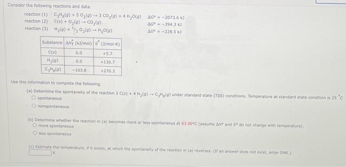 Solved Consider the following reactions and data. reaction | Chegg.com