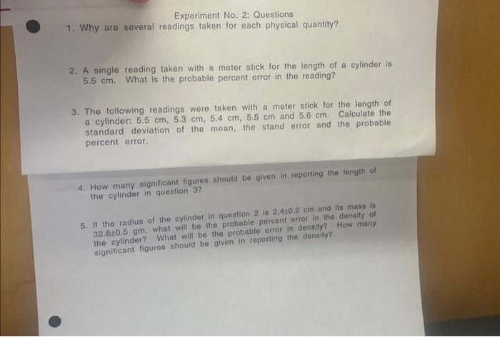 Solved Experiment No, 2: Questions 1. Why are several | Chegg.com