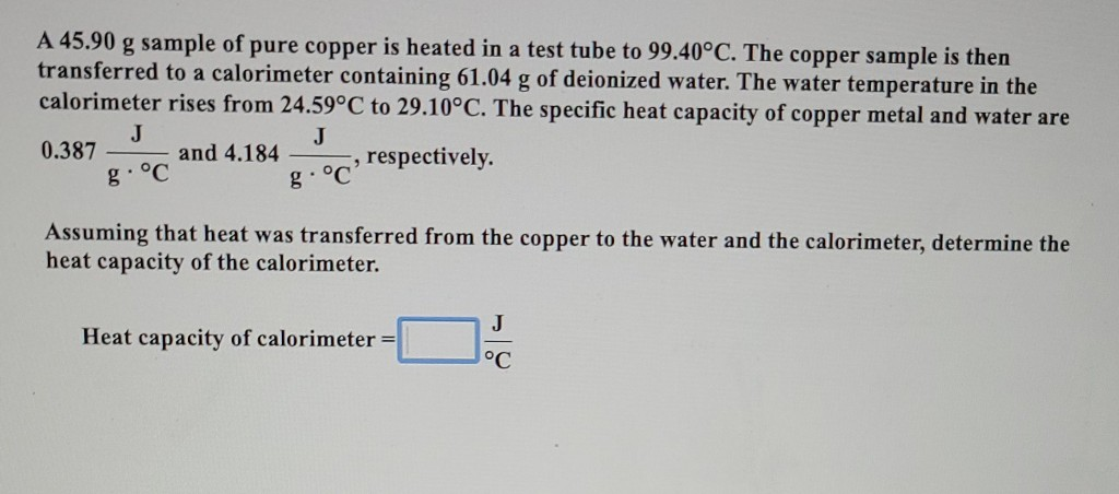 Solved A 45.90 g sample of pure copper is heated in a test | Chegg.com
