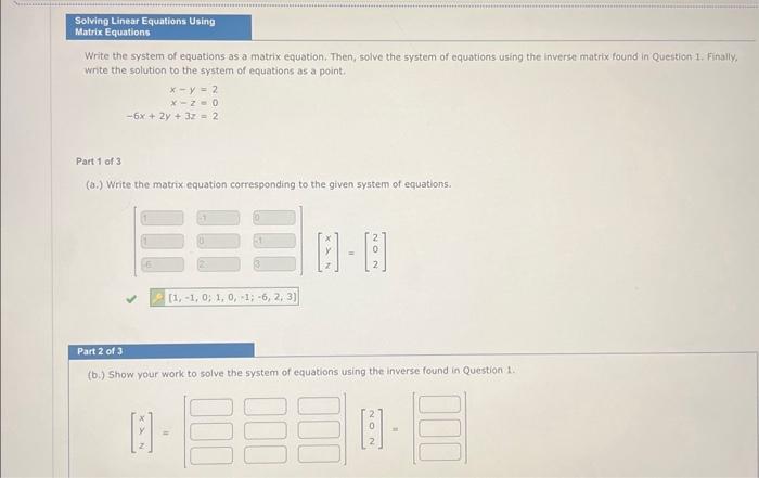 Solved Write the system of equations as a matrix equation, | Chegg.com