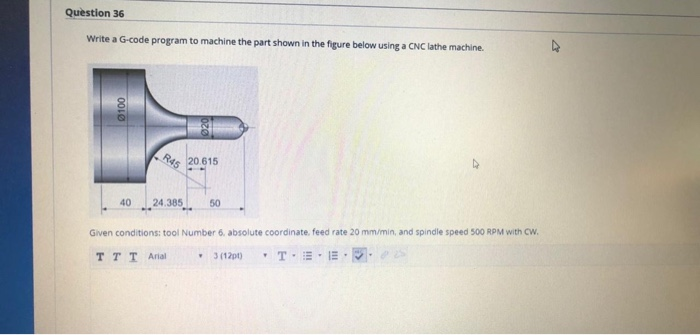 Solved Question 36 Write a G-code program to machine the | Chegg.com