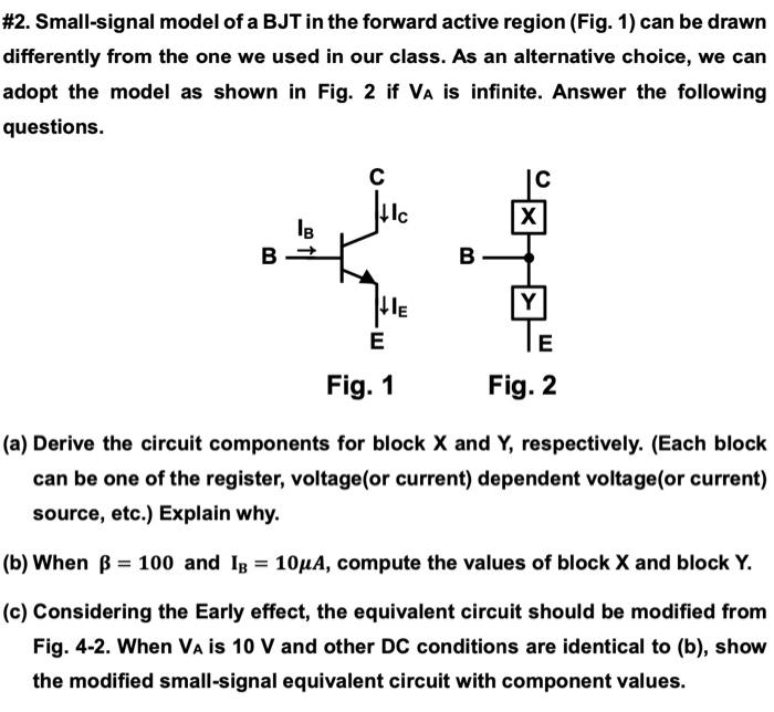 Solved \#2. Small-signal model of a BJT in the forward | Chegg.com