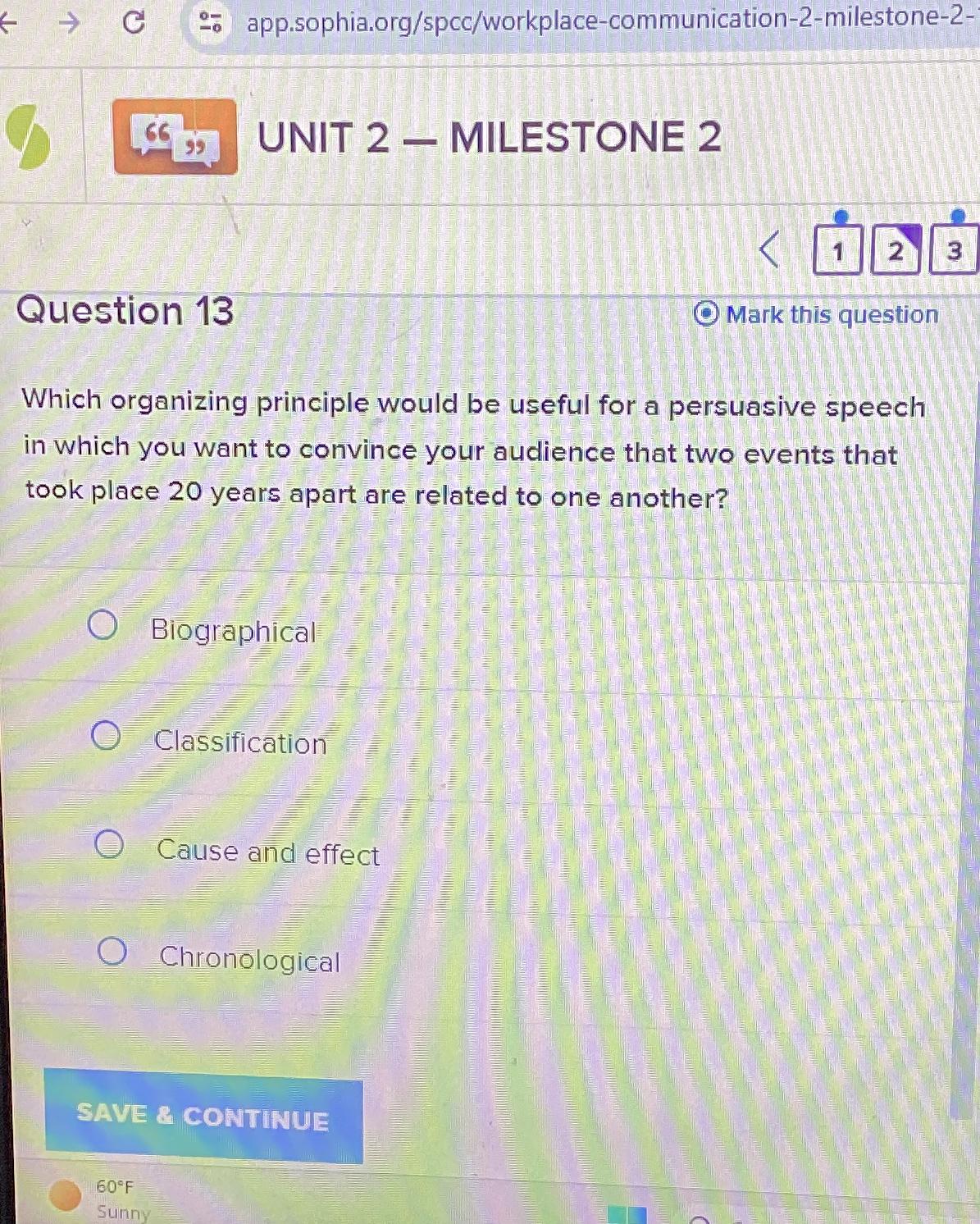 Solved 6699UNIT 2 - ﻿MILESTONE 2123Question 13Mark this | Chegg.com