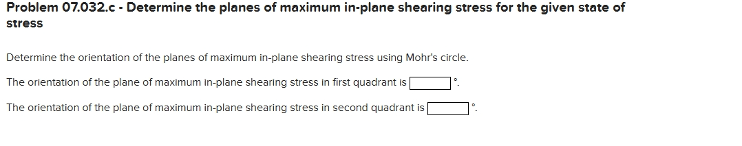 Solved Required information Problem 07.032 - Using Mohr's | Chegg.com