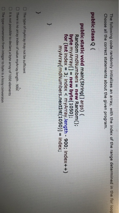 Solved The following code randomly initializes an array, | Chegg.com