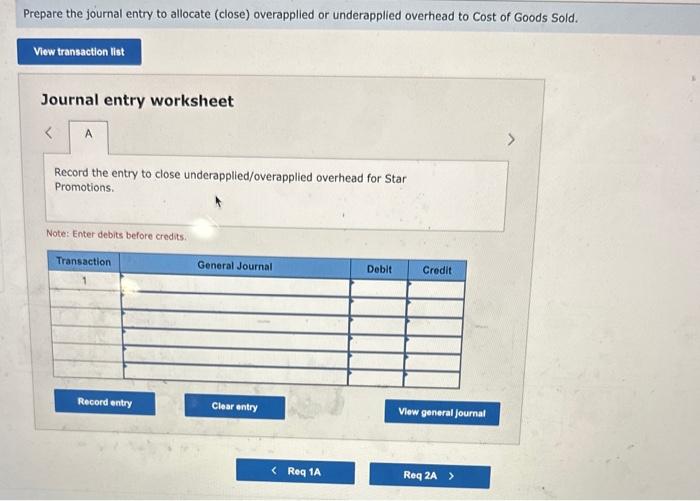 Solved Star Promotions 1-a. Determine whether overhead is | Chegg.com