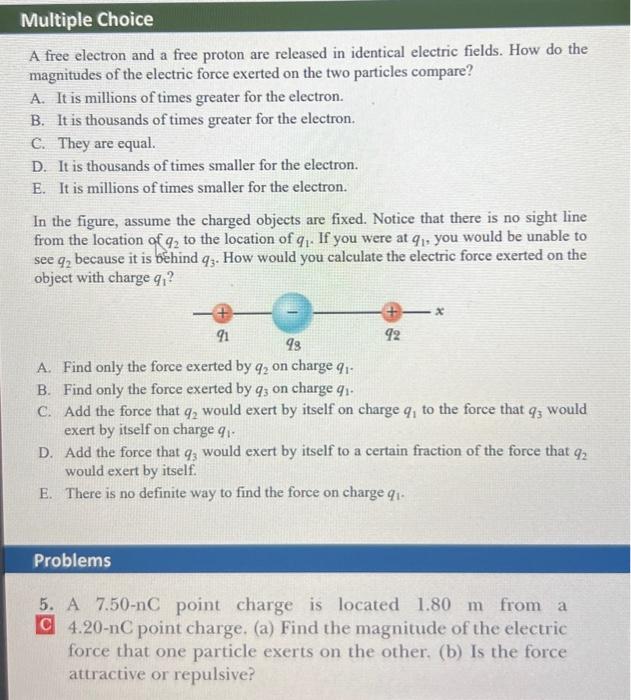 Solved A free electron and a free proton are released in | Chegg.com