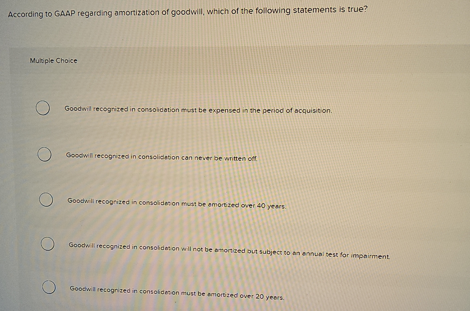 Solved According to GAAP regarding amortization of goodwill, | Chegg.com