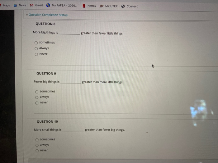 Solved News M Gmail My FAFSA - 2020 N Netflix ? MY UTEP NP3 | Chegg.com