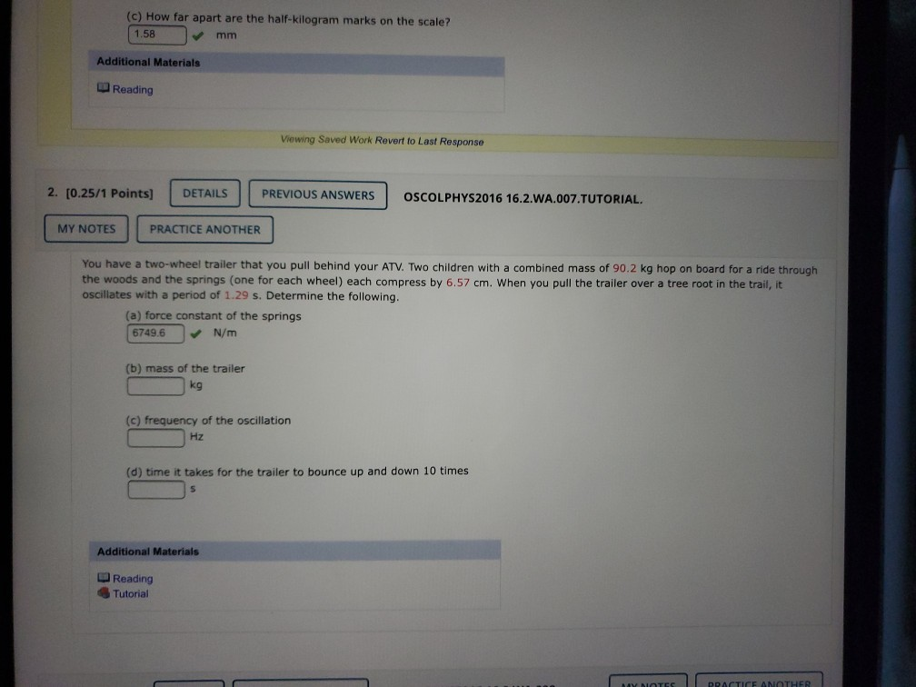Solved (c) How far apart are the half-kilogram marks on the | Chegg.com