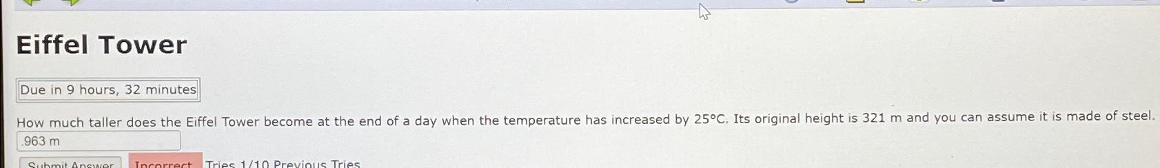 Solved Eiffel TowerDue in 9 ﻿hours, 32 ﻿minutesHow much | Chegg.com
