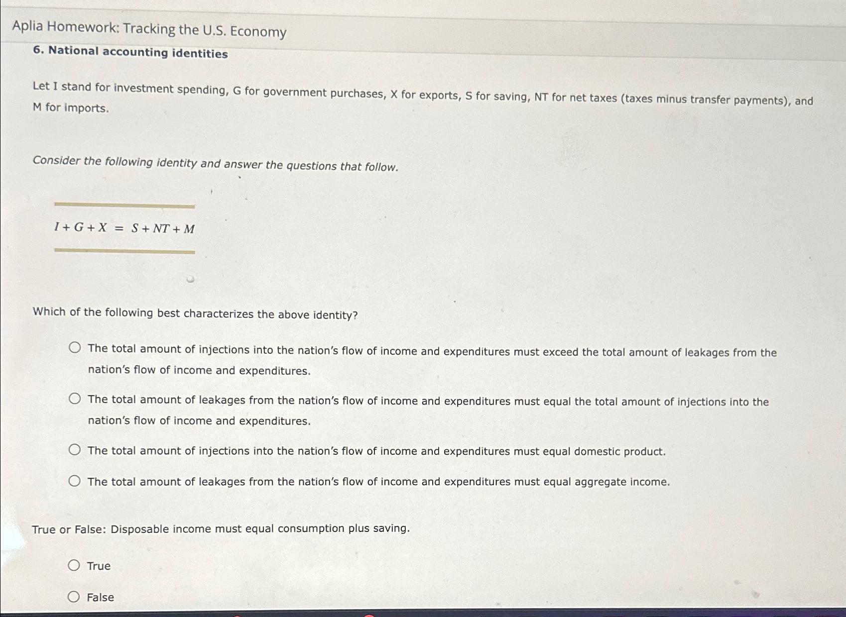 Solved Aplia Homework: Tracking the U.S. ﻿Economy6. | Chegg.com