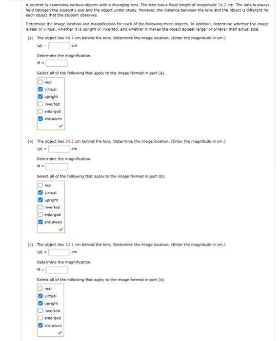 Solved Determine the magnification. M= Select all of the | Chegg.com