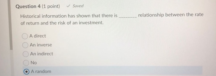 Solved Question 4 (1 point) Saved Historical information | Chegg.com